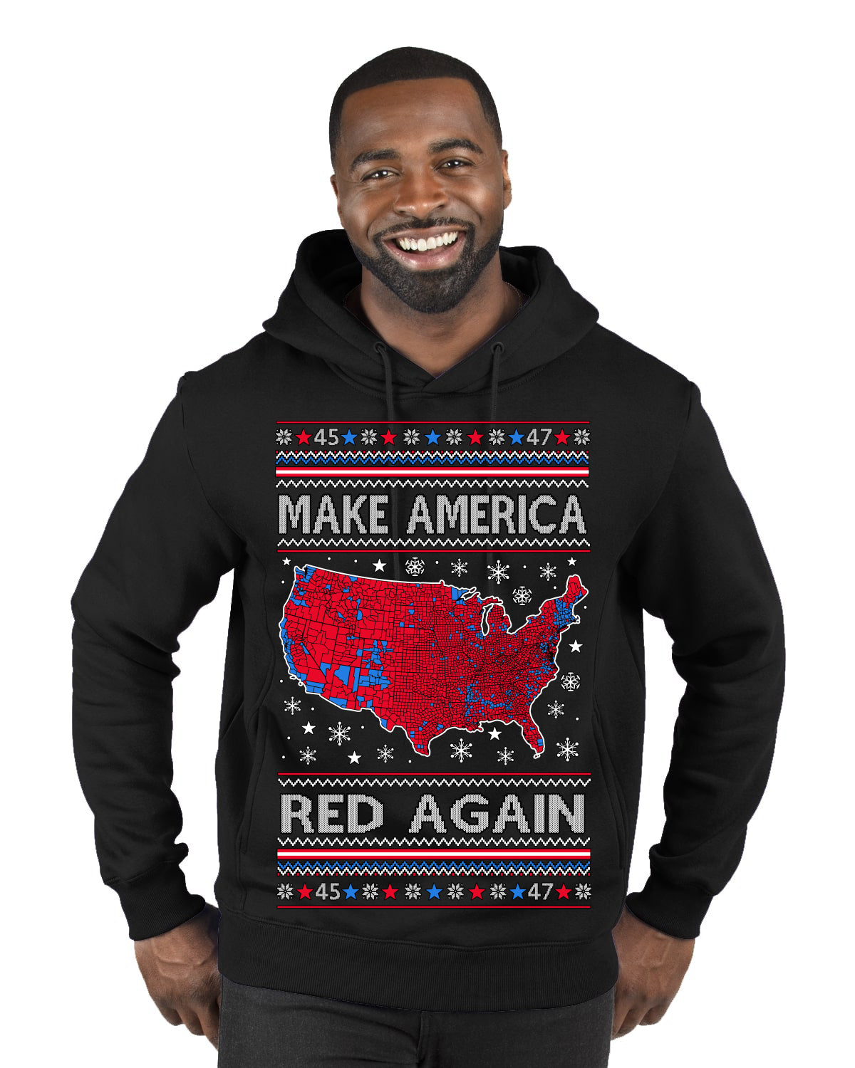 Make America Red Again USA Map Trump 2024 MAGA Ugly Christmas Sweater ...