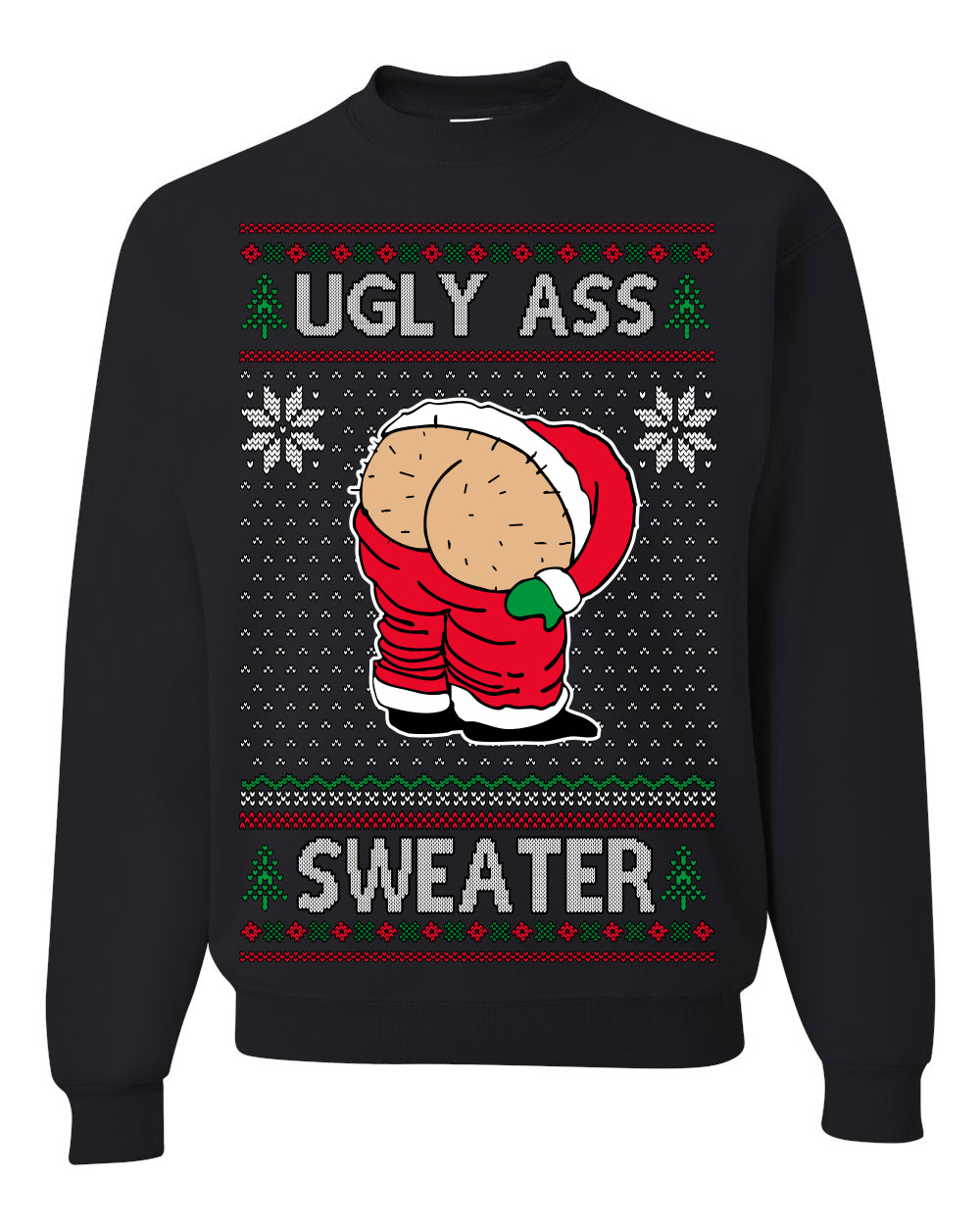 Ugly Ass Sweater Funny Santa Claus Butt Xmas Ugly Christmas Sweater Cr ...
